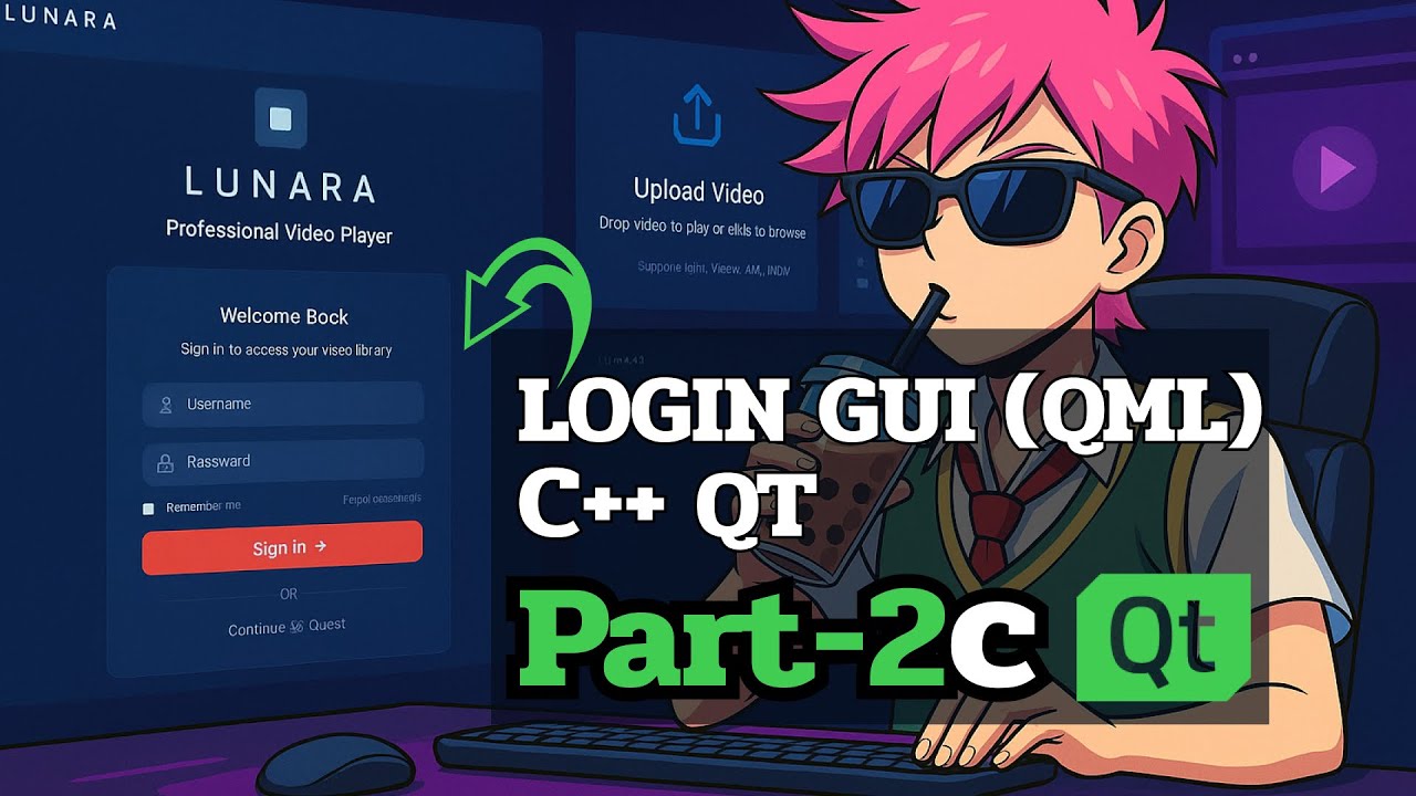 Login GUI (QML) and C++ Connection | Media Player Project Tutorial ...