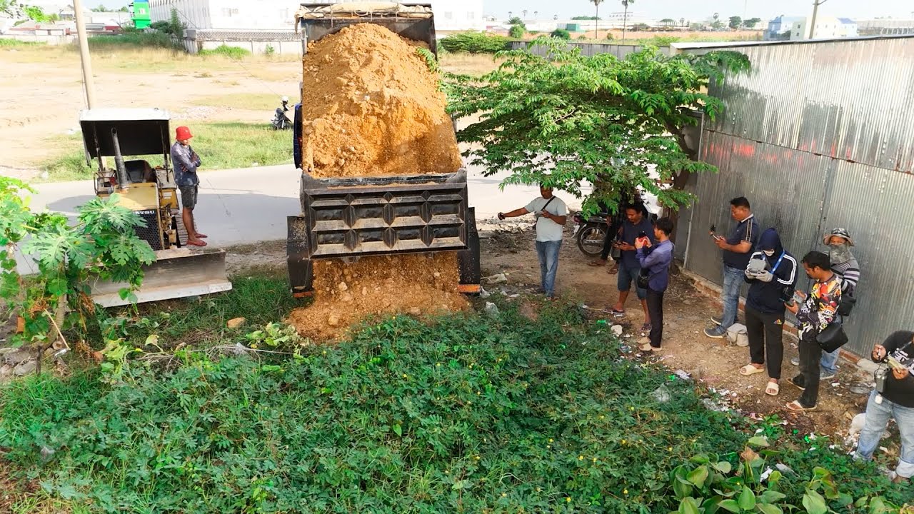 Drone Fly To Take VDO Starting New Project Landfill By Mini Bulldozer ...