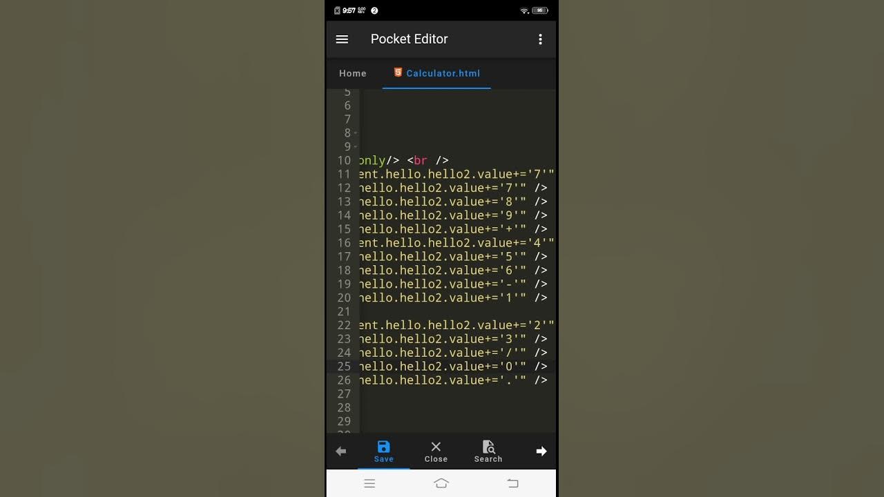 Make calculator in Android only 30 lines using Html and Java script - YouTube