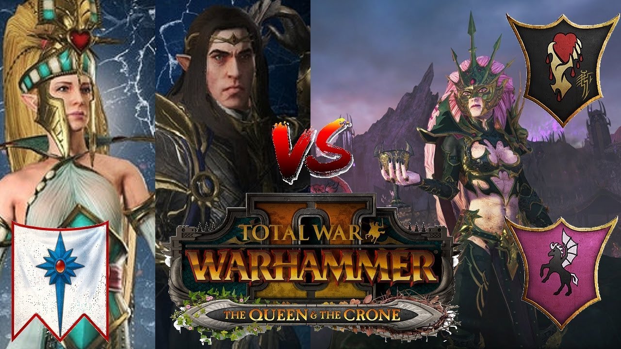 The Crone Hellebron vs Alith Anar & The Everqueen | Total War Warhammer ...