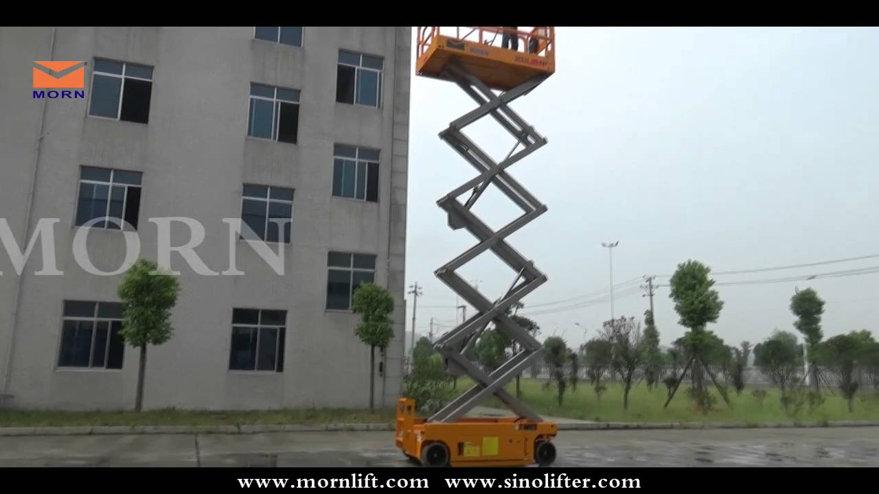 MORN self propelled scissor lift walking video - YouTube