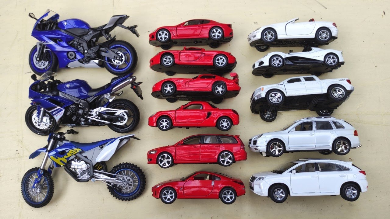 Various Diecast Model Cars & Bikes, Yamaha, Dirt Bike, Lexus, Nissan ...