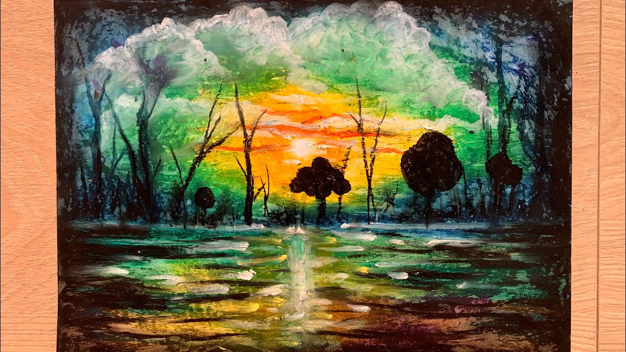 Landscape Abstract Painting In Oil Pastel | Relaxing Forest Vibes | Art ...