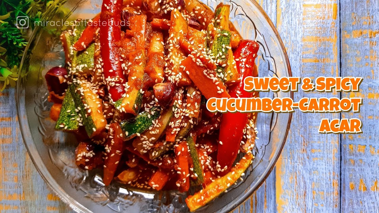Sweet & Spicy Cucumber-Carrot Pickle | Acar Rampai | Vegetable Acchar ...