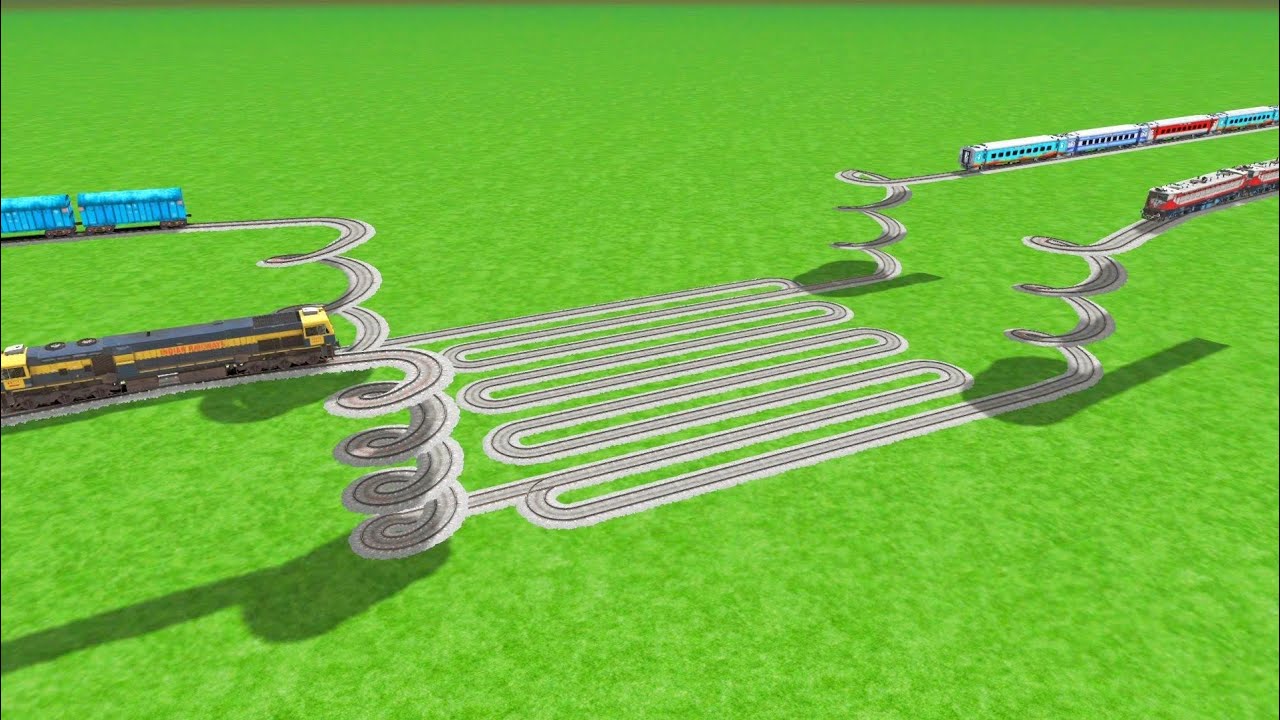 💖 ALL TRACK BLOCK AT 🚆 FOUR TRAIN CROSSING SQUARE ROUTEED CIRCLE ...