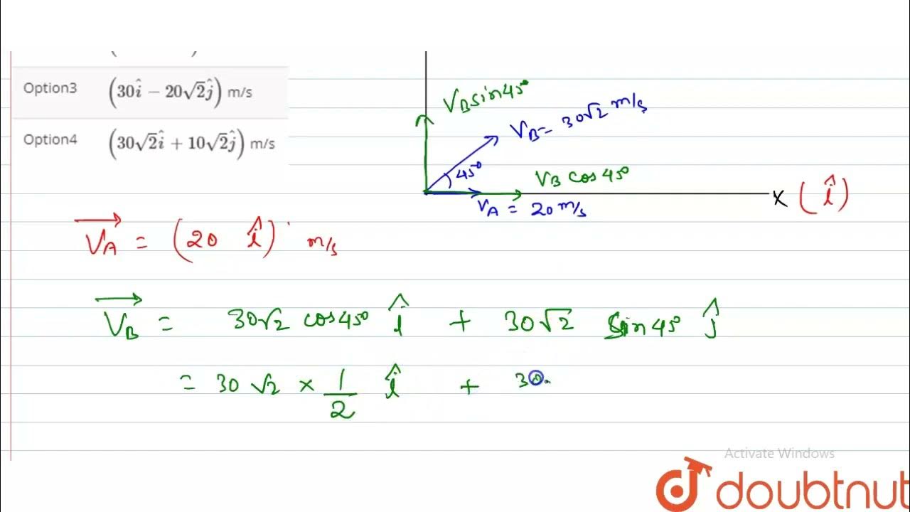 Two particles A and B start moving with velocities 20 m/s and 30sqrt(2 ...