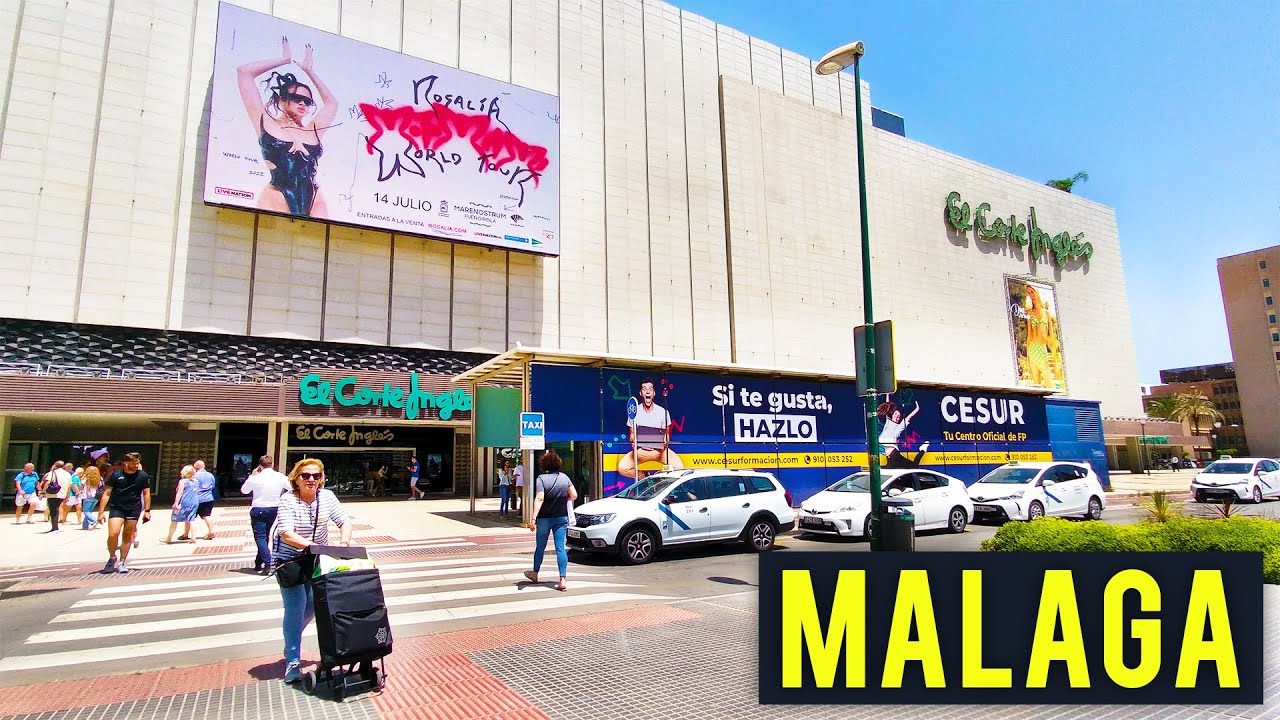 Pasear por Málaga España 4K Zona Corte Ingles - YouTube