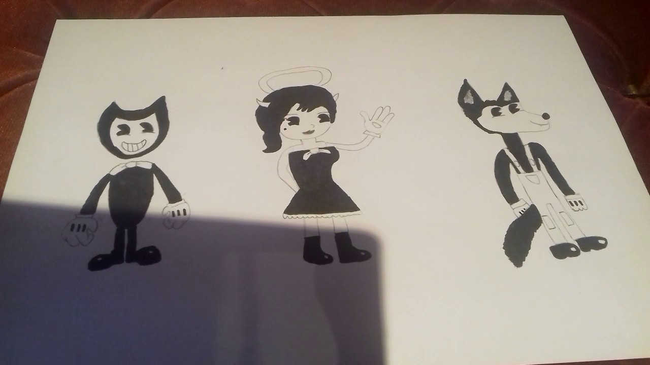 Bendy and the ink machine drawing: Bendy, Alice the angel and Boris the ...