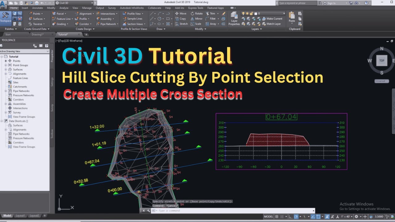 Civil 3D Tutorial: Computing Hill Cut Quantity by Slicing Simple Line Point Selection With ...