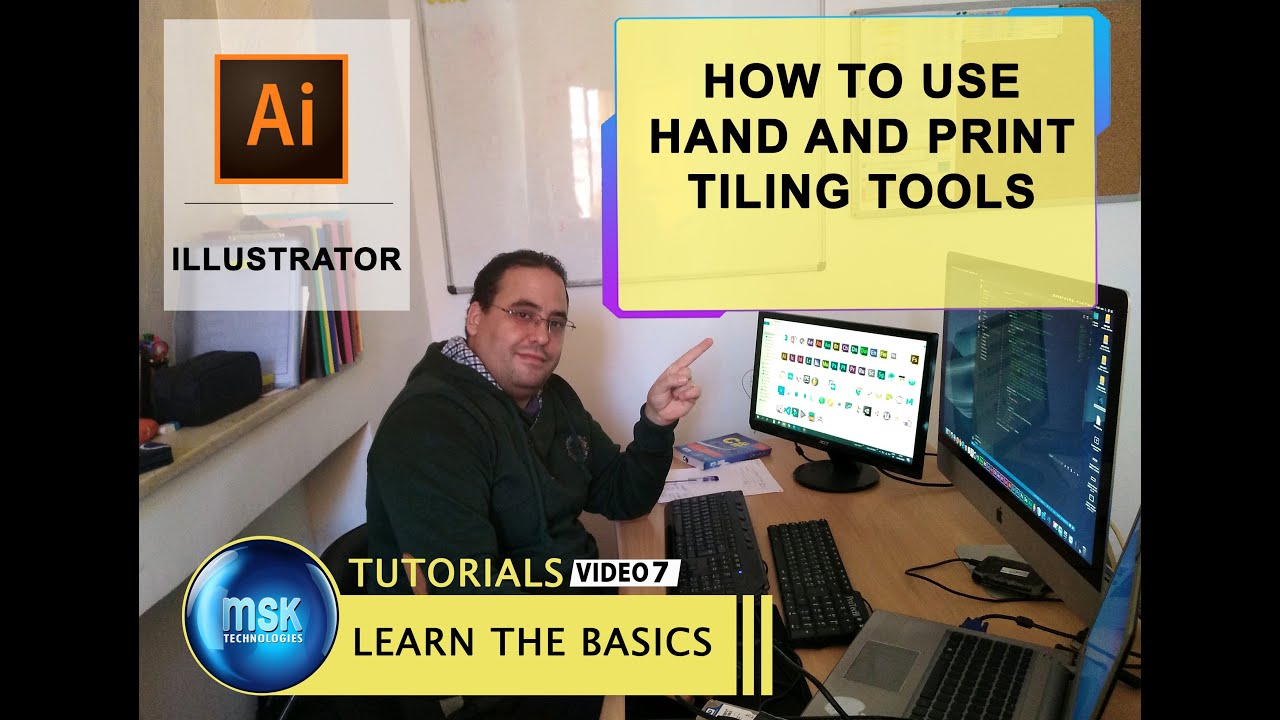 Illustrator hand and print tiling tools - YouTube