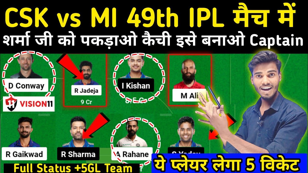 CHE vs MI Dream11 Team | CHE vs MI Dream11 Prediction | CHE vs MI Today ...