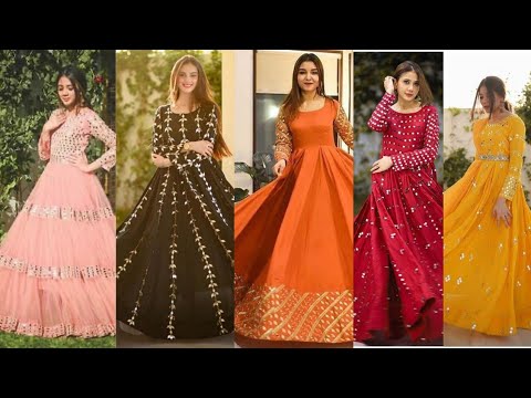 Stylish Fancy mirror work frock design/Mirror work Gown design/latest ...