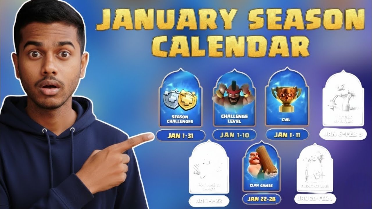 January Season Calendar OUT! 😍 Clash of Clans January Events & Rewards ...