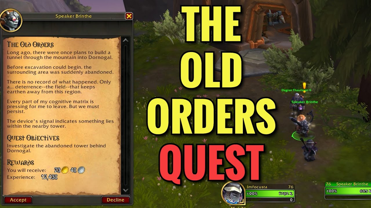The Old Orders Quest (WoW TWW) - YouTube