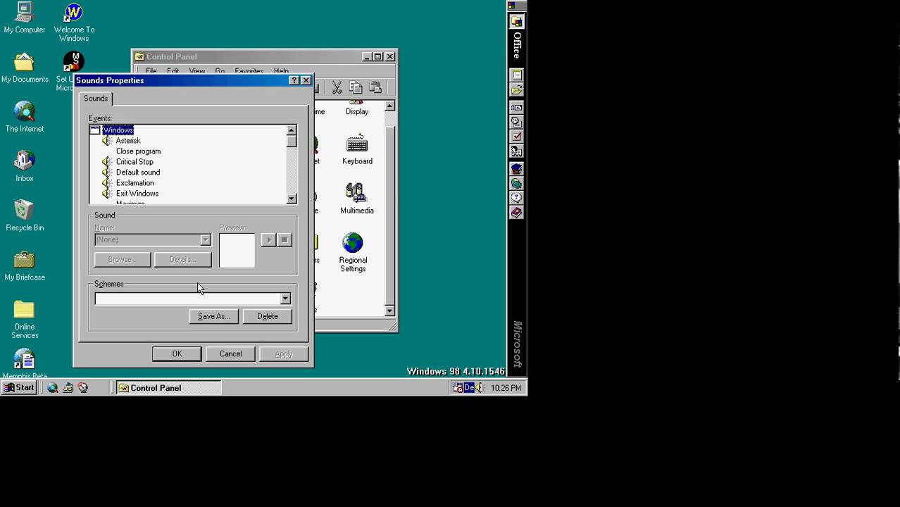 Windows 98 Beta 2 Build 1546 in Virtual PC 2007 - YouTube