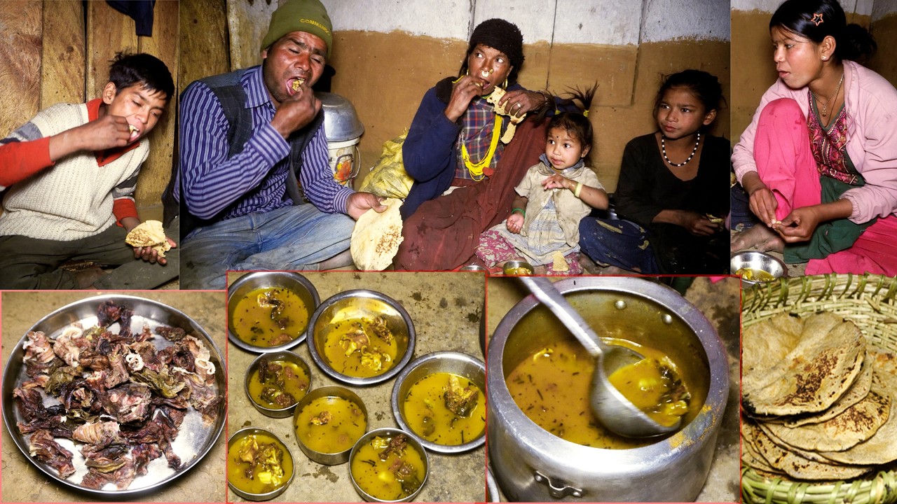 buff soup curry in family of dharme brother || rural Nepal || village ...