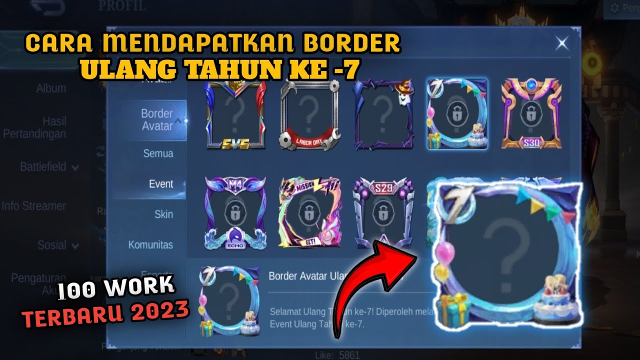 cara mendapatkan border avatar aniversary mlbb ke 7 free - YouTube