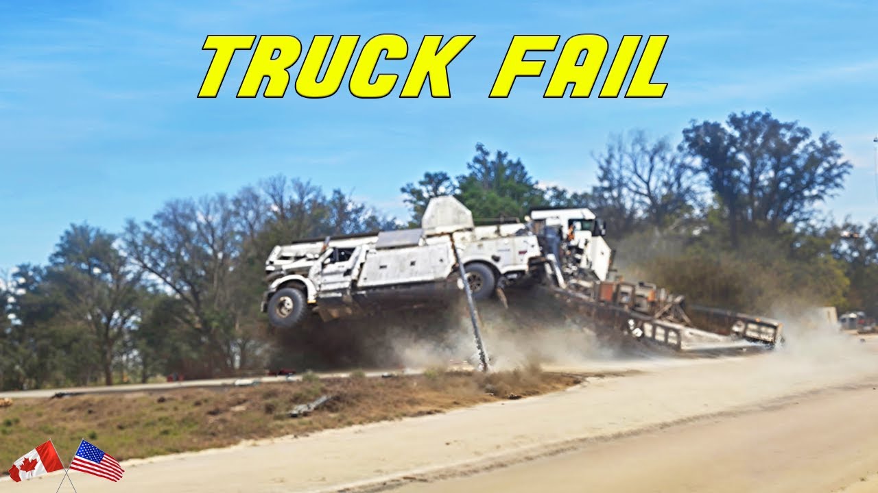 UTILITY TRUCK TAKES TURN A LITTLE TOO FAST - YouTube