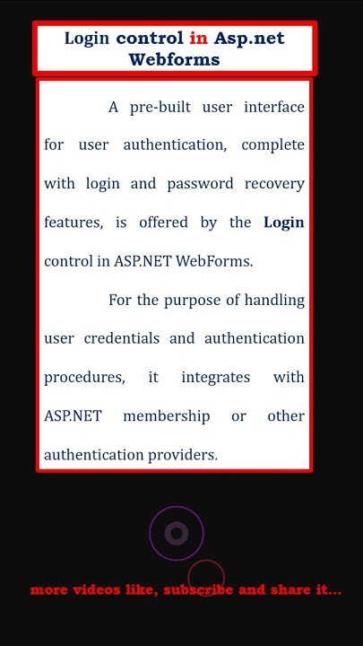login control in asp.net webforms || login control || asp.net - YouTube