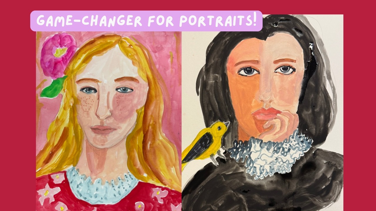 Beginner Portrait Painting with Collage Shapes | Easy Modern Faces ...