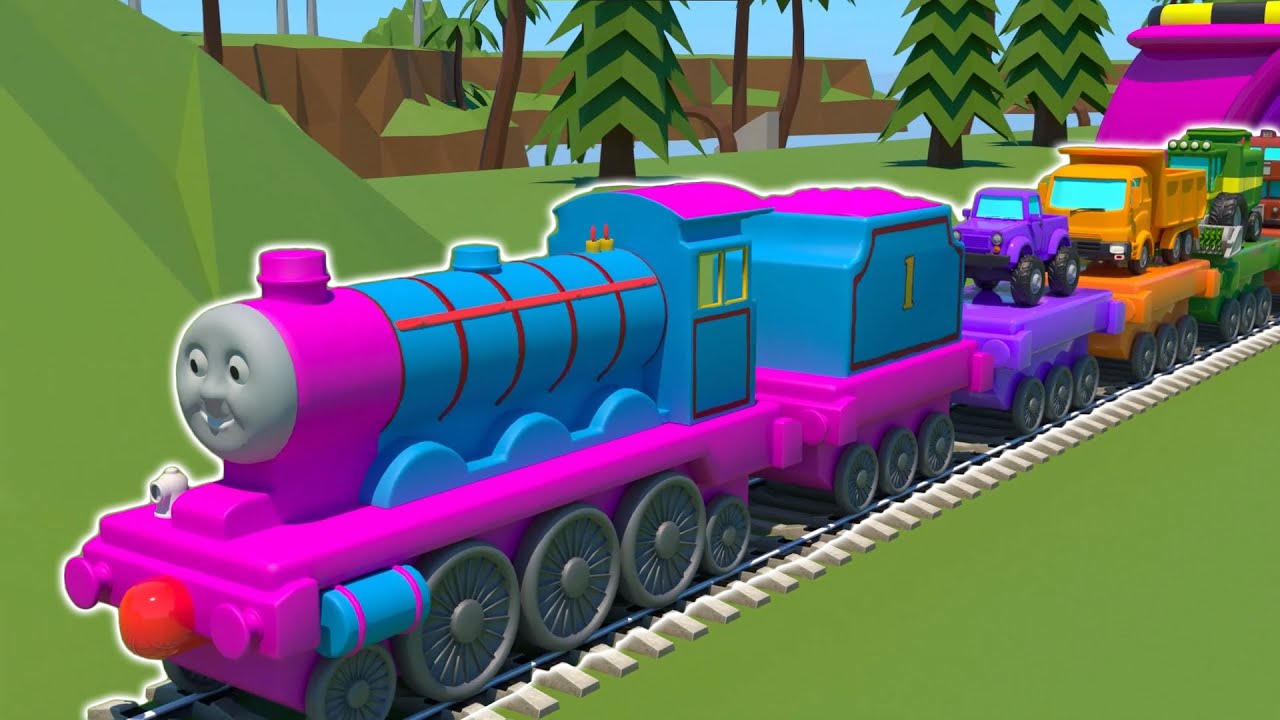 Train Adventure: Loading City Vehicles and Special Trucks! | Cartoon ...