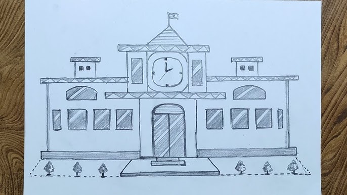 How To Draw A School Really Easy Drawing Tutorial