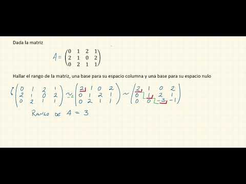 Cálculo del rango de una matriz y la base del espacio columna - YouTube