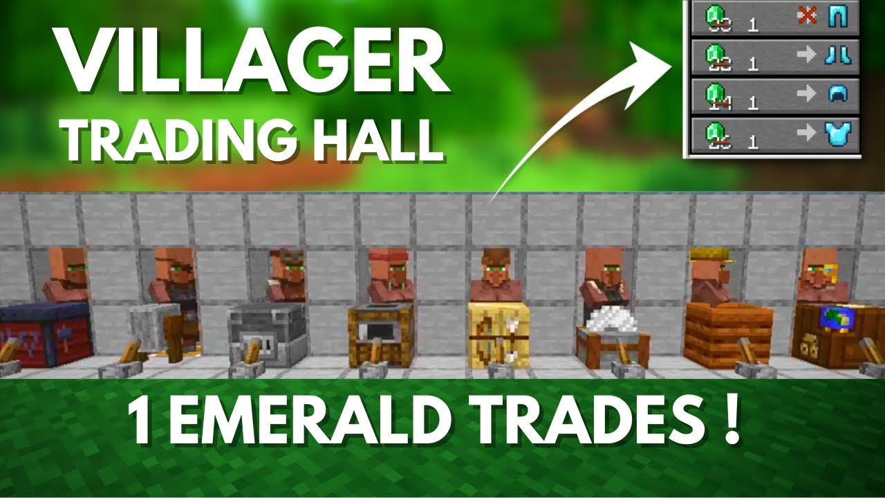 Minecraft 1.20 Easiest VILLAGER Trading Hall - TRADES FOR 1 EMERALD ...