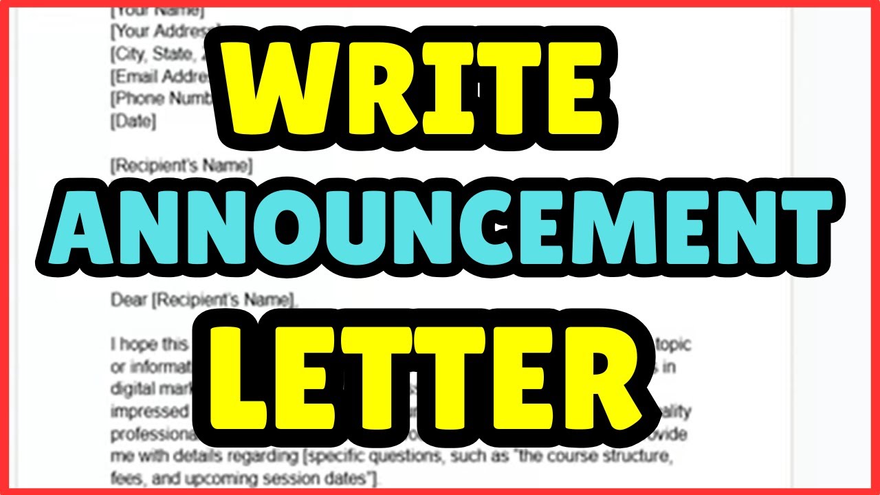 How to Write an Announcement Letter – Clear, Professional & Engaging ...
