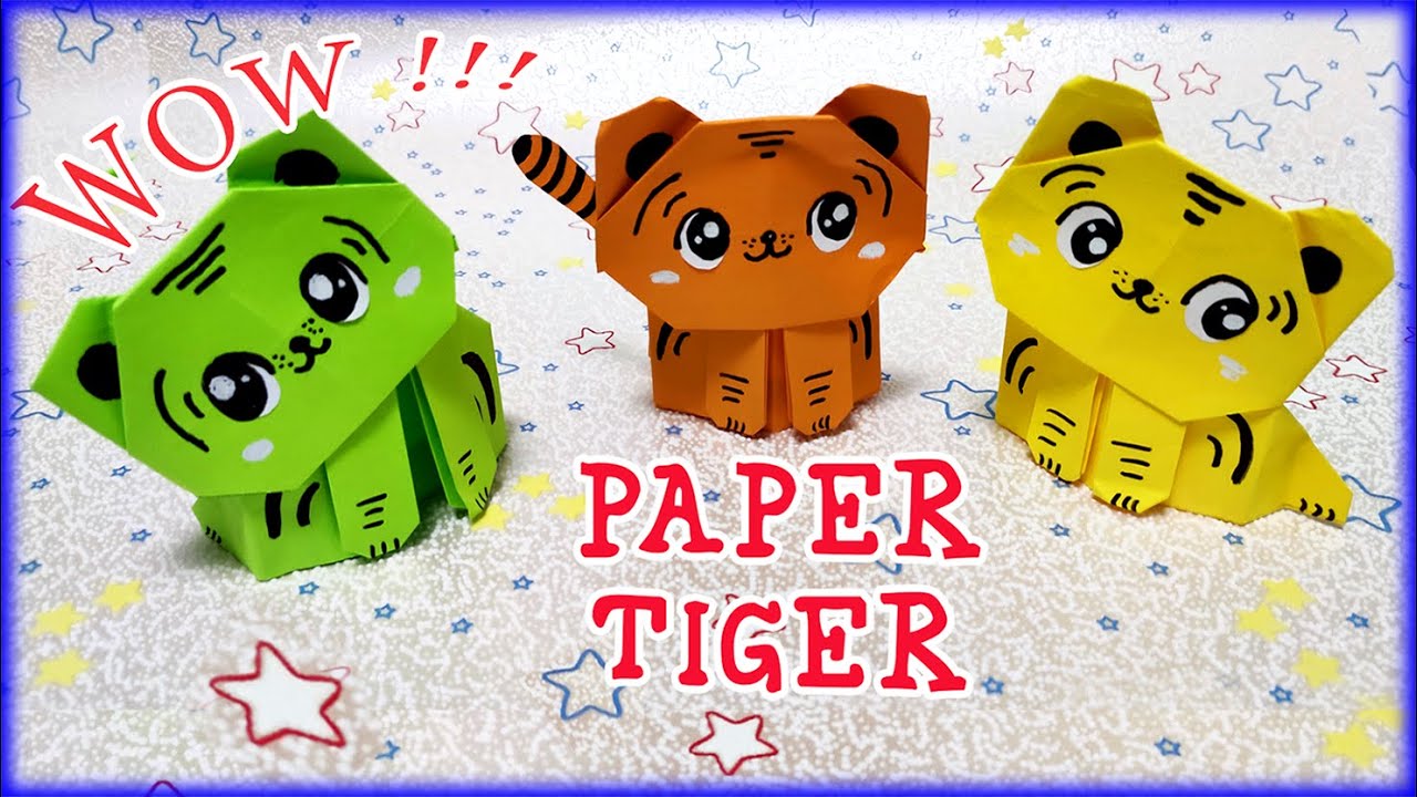 How to make a cute paper tiger🐅. Even a small child can do it. Origami ...