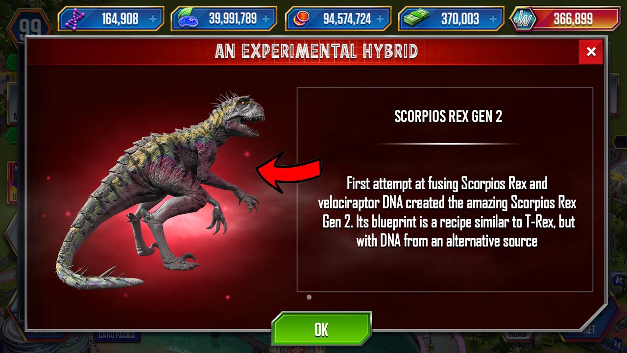 SCORPIO REX GEN 2 in JURASSIC WORLD THE GAME HERE SOON?!!?!? - YouTube