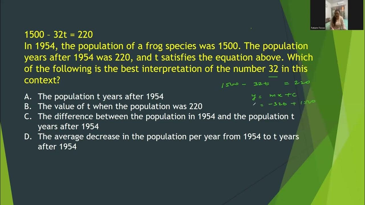the population of a frog species was 1500. The population years after ...