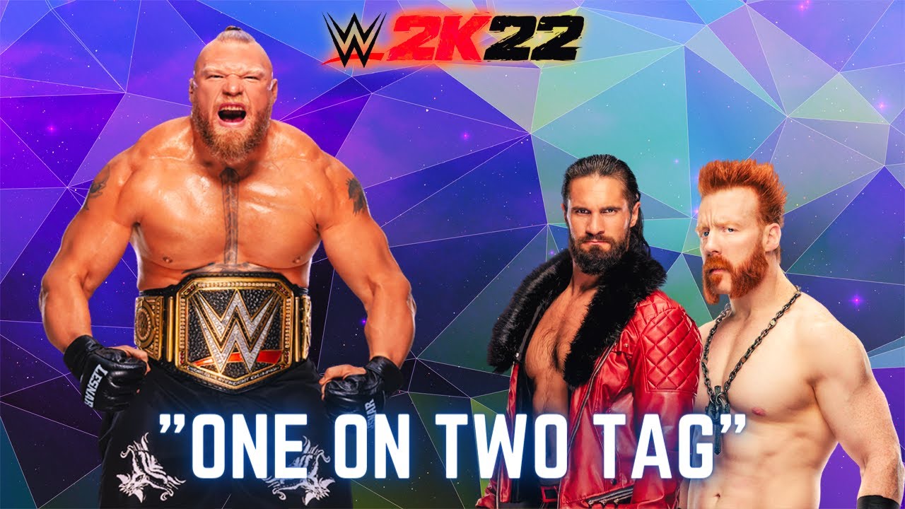 WWE 2K22 - Gameplay One On Two Tag - Brock Lesnar Vz Seth Rollins ...