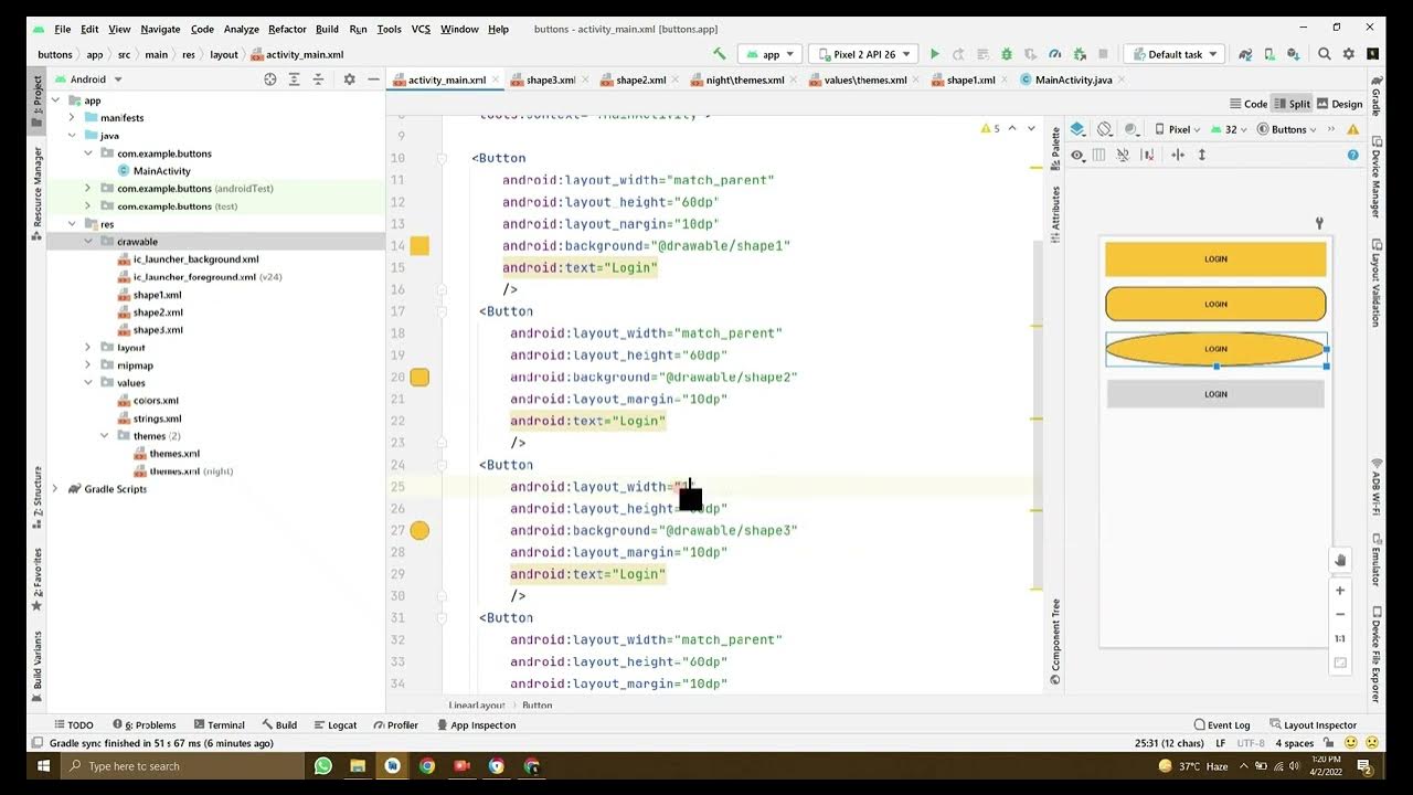 Android Fundamentals - Drawable button type - YouTube