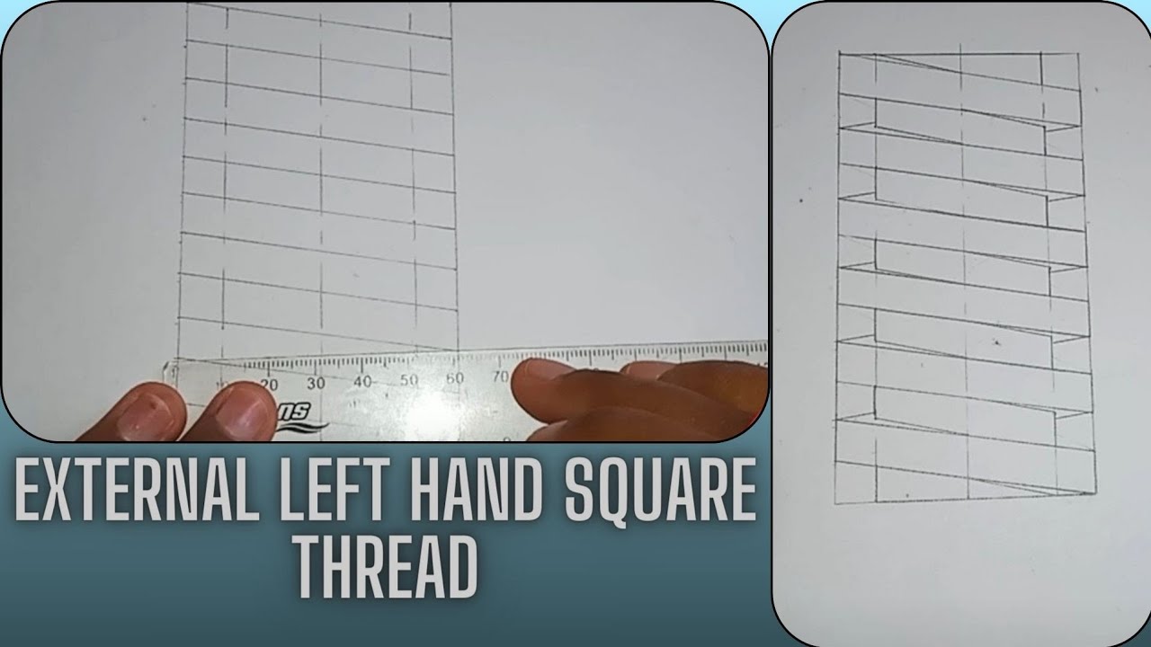 External left hand square thread// engineering drawing// - YouTube