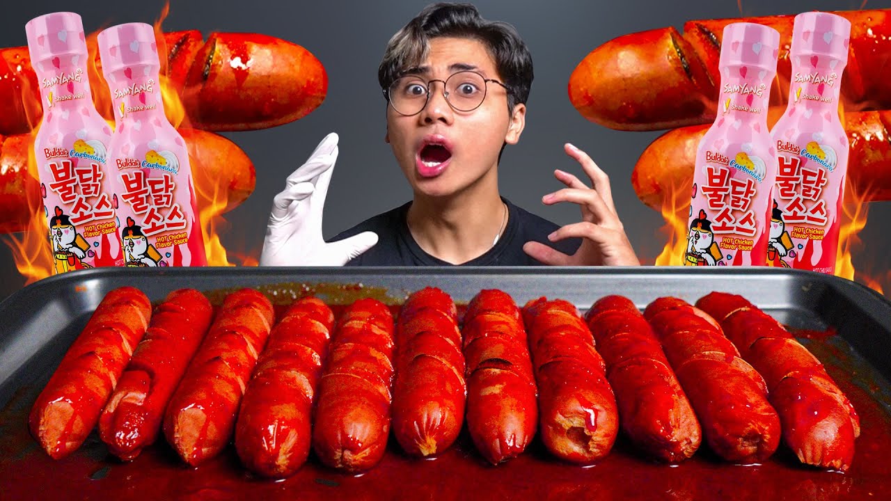 GILA!! MUKBANG SOSIS BAKAR JUMBO BANJIR SAUS SAMYANG!!🥵 - YouTube