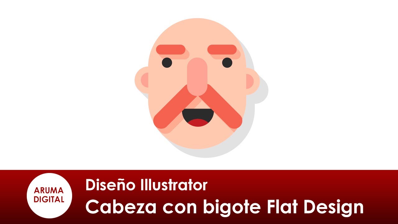 Illustrator 311 Cabeza con bigote estilo Flat Design - YouTube