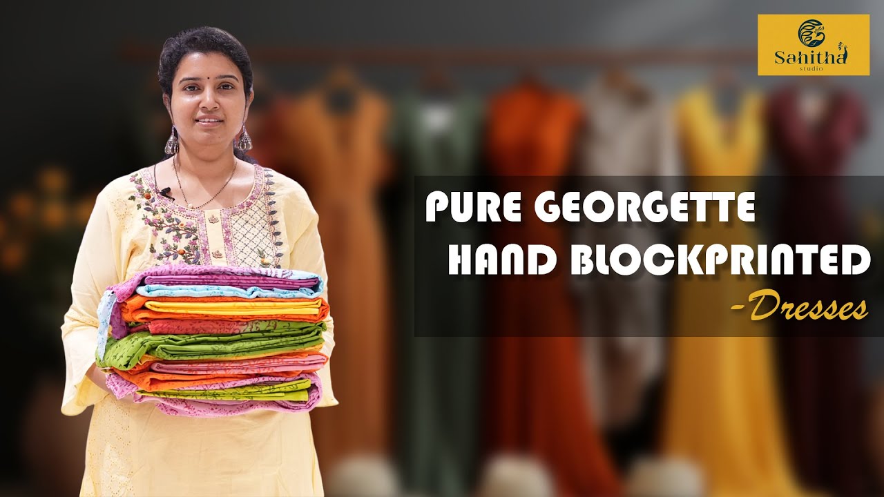 Pure Georgette Hand Block printed Dress Materials Collection | Sahitha ...