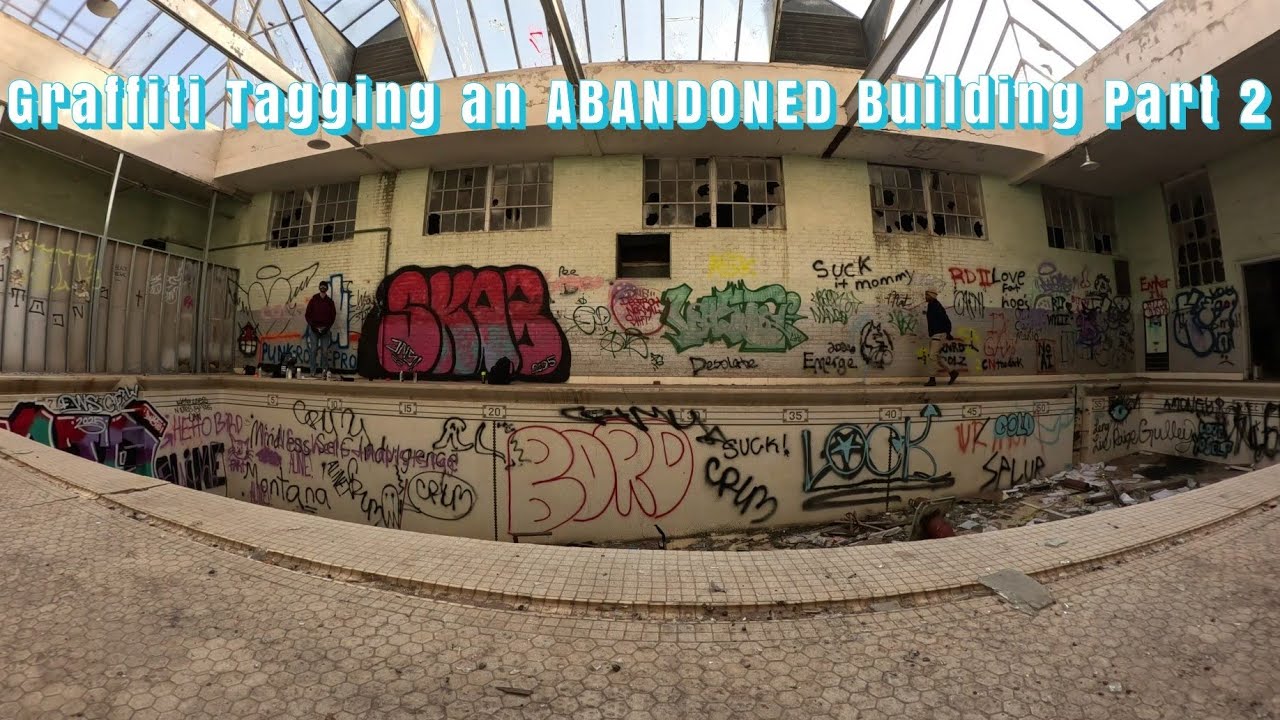 Graffiti Tagging the Pool of an ABANDONED Building Part 2 - YouTube