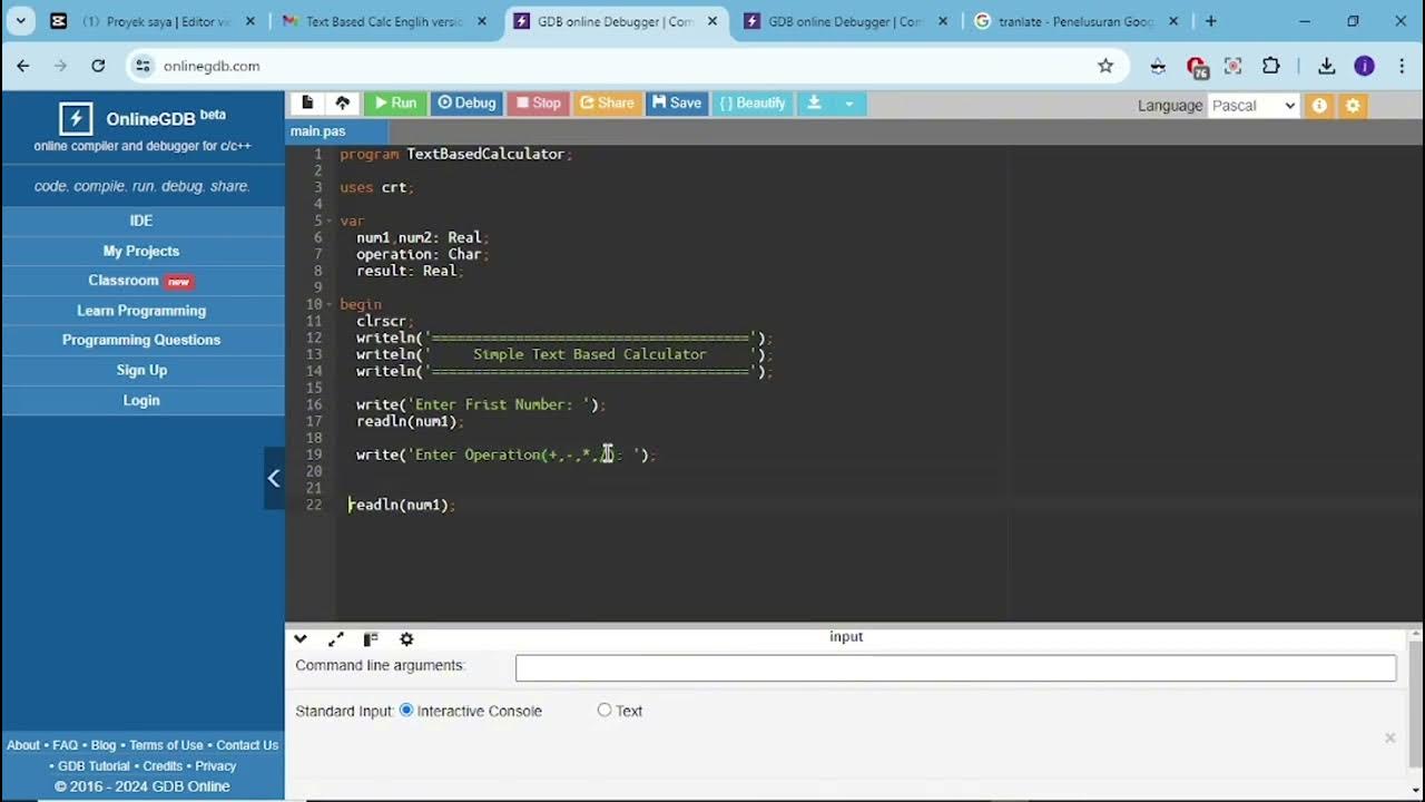 Text Based Calculator in Pascal - YouTube