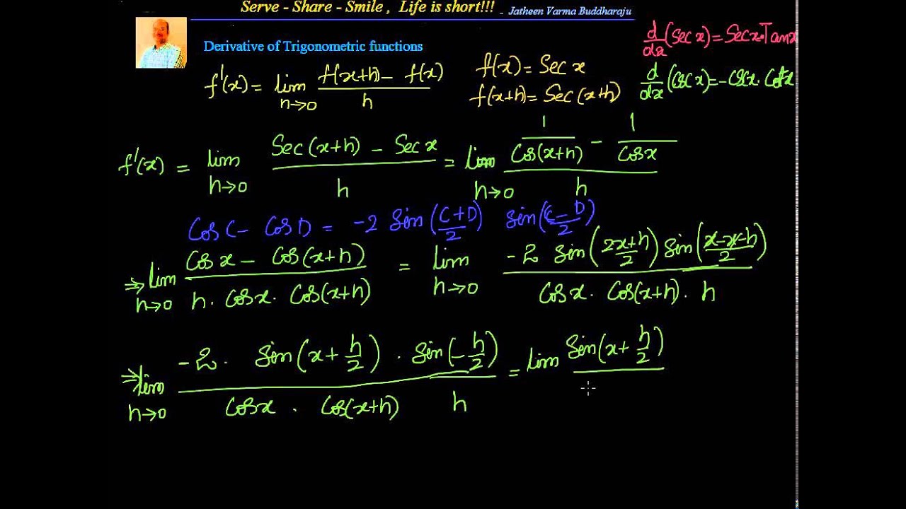 Calculus Differentiation Derivative Of Sec X From First Principle