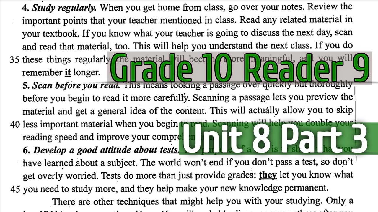Myanmar Grade 10 English Unit 8 Part 3 | Myanmar Class 9 How To Improve ...