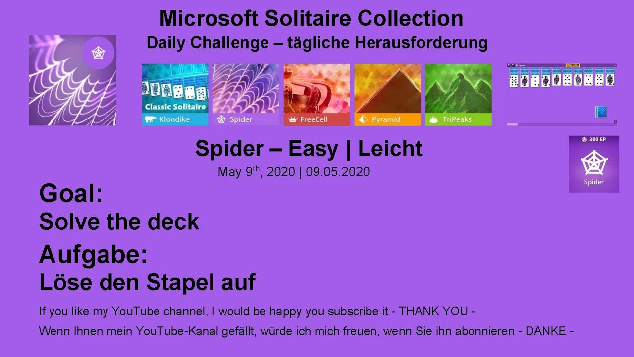 Microsoft Solitaire Collection | May 9, 2020 | Spider - Easy | Solve ...