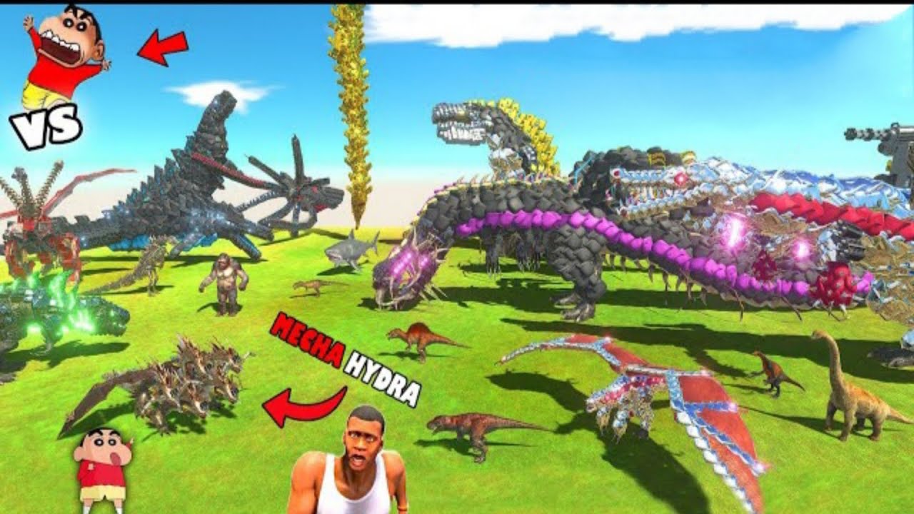 EPIC BATTLE: HYDRA ARMY vs T-REX ARMY with SHINCHAN and CHOP in Animal ...
