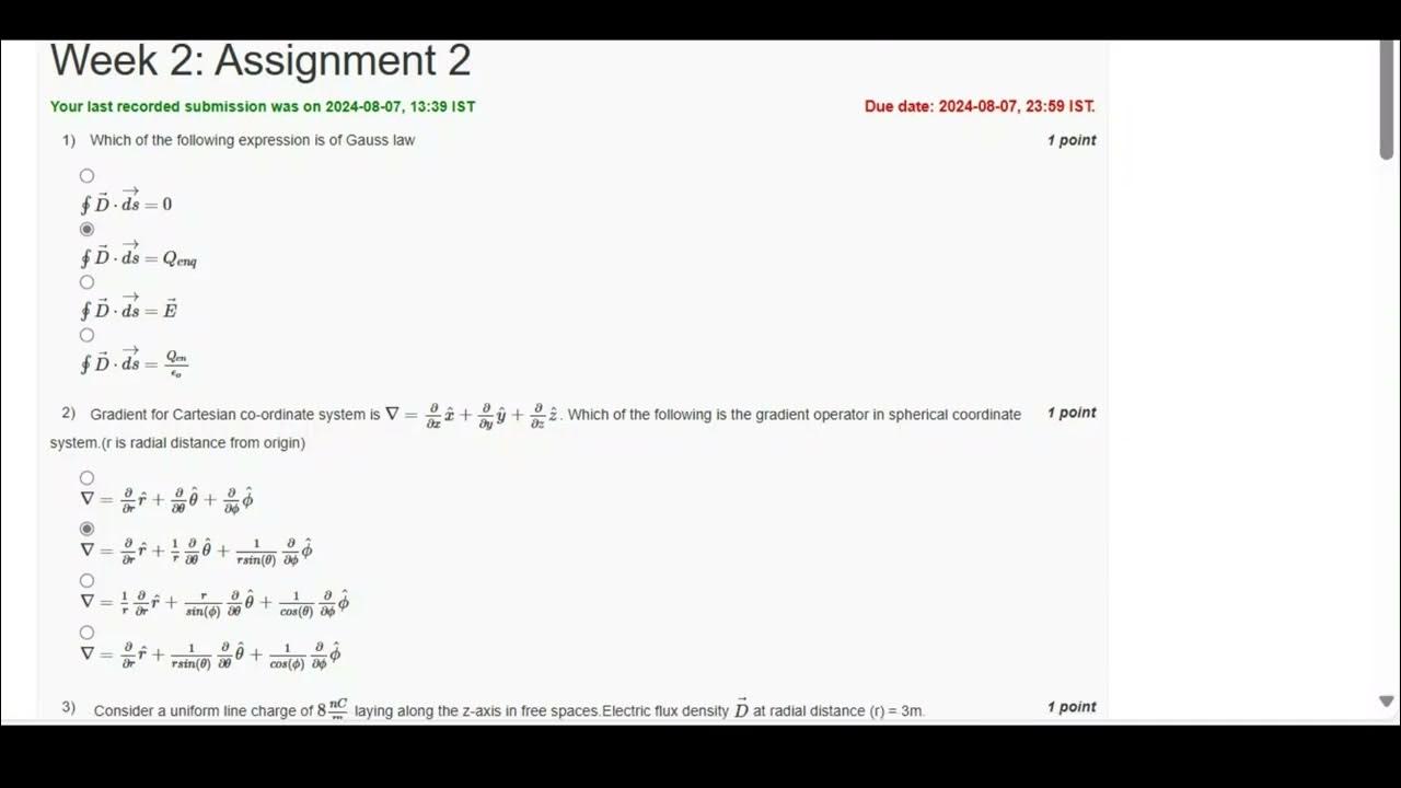 ELECTROMAGNETIC THEORY- ASSIGNMENT 2 SOLUTIONS | SWAYAM 2024 - YouTube