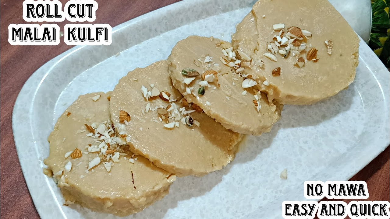 Roll cut malai kulfi recipe| easy and quick roll cut kulfi| kulfi ...