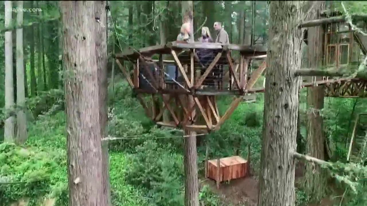 Family builds fancy tree house to get away - YouTube