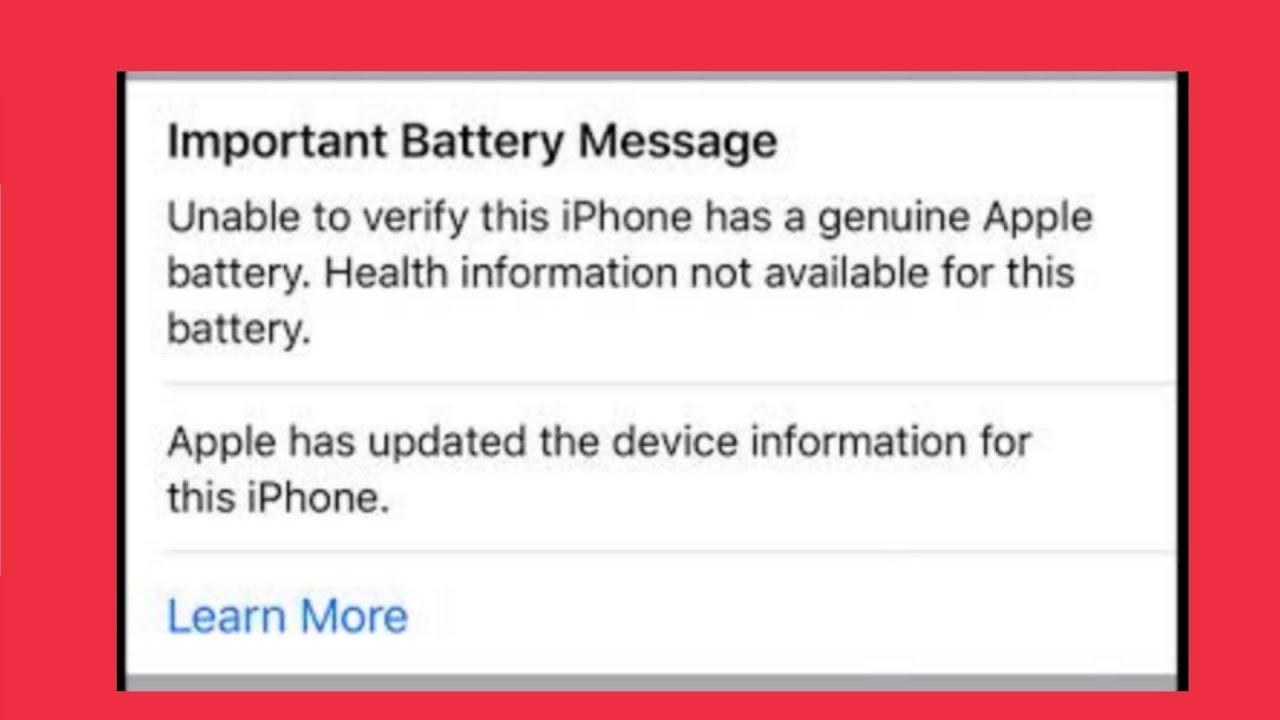 iPhone || Fix Important Battery Message unable to verify this iPhone ...