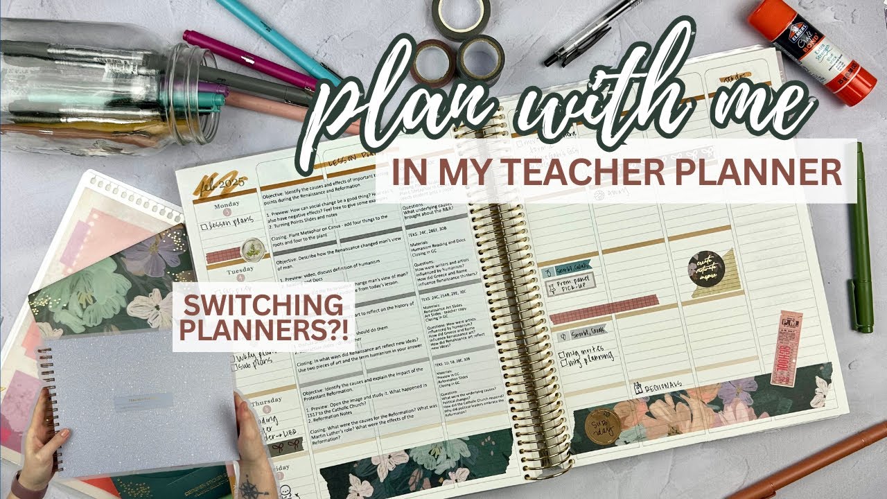 PLAN W/ ME in my teacher planner| erin condren teacher lesson planner 🍎 ...
