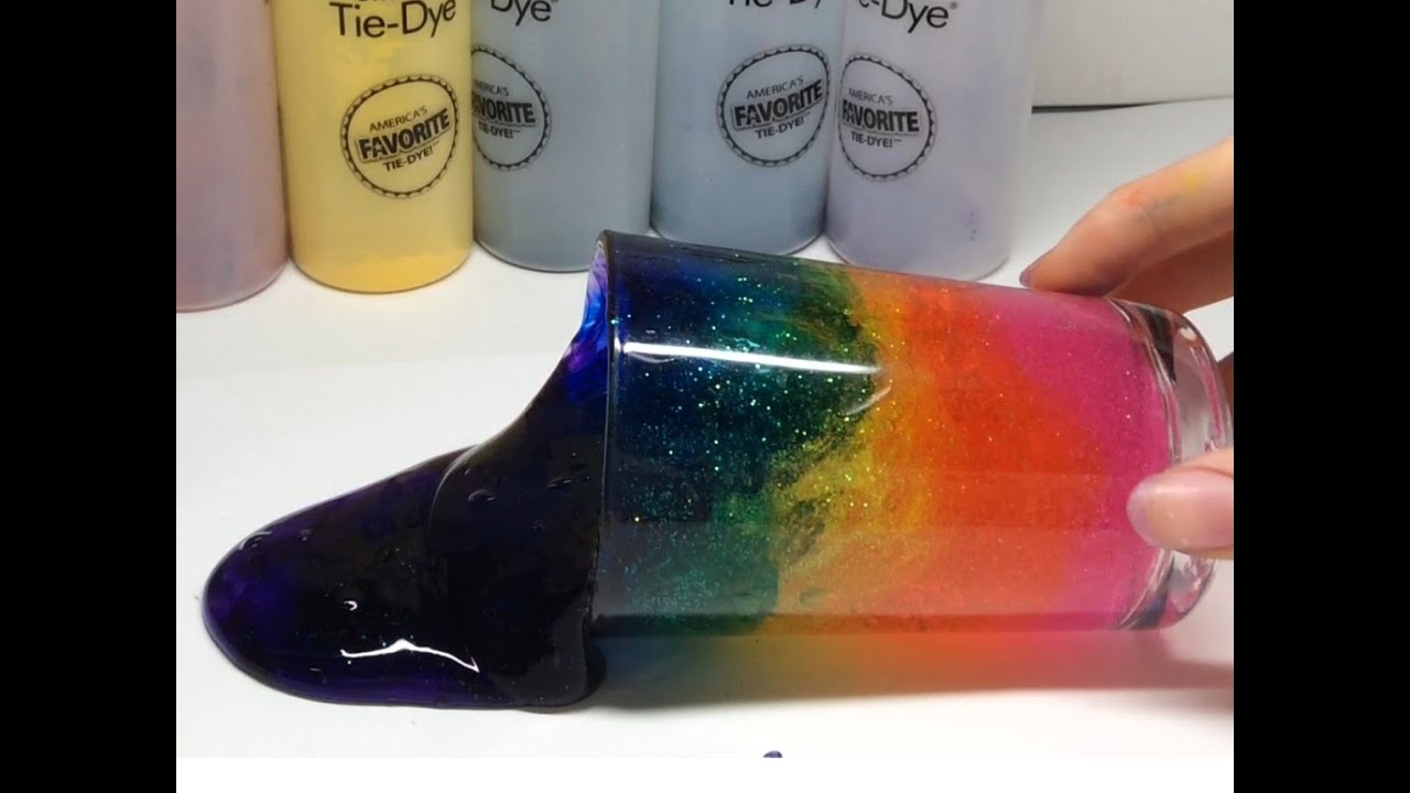 How to make sparkly rainbow colored slime with glitter and tie dye ...